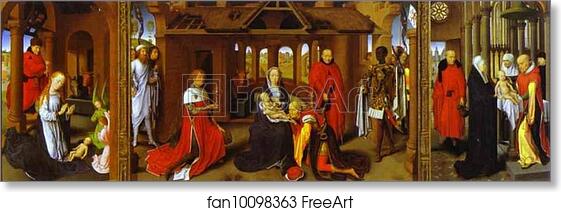 Free art print of Triptych: The Nativity, The Adoration of the Magi, The Presentation in the ...