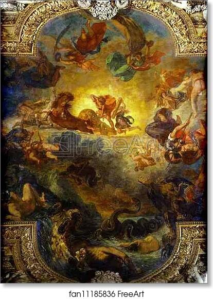 Free art print of Apollo Slays Python by Eugène Delacroix. 1850-1851 ...
