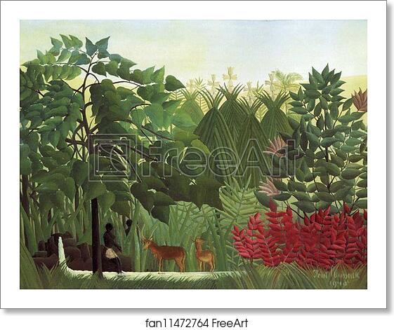 Free art print of The Waterfall by Henri Rousseau. 1910. Oil on canvas ...