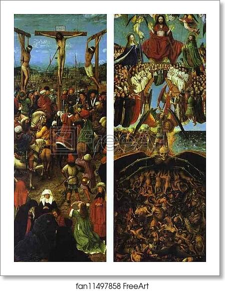 Free art print of The Crucifixion. The Last Judgment by Jan Van Eyck. C. 1420-25. Tempera and ...