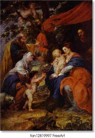 Free art print of The St. Ildefonso Altar (outer wings). The Holy Family under the Apple-Tree by ...
