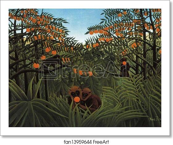 Free art print of Monkeys in the Jungle by Henri Rousseau. 1910. Oil on ...