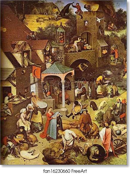 Free art print of The Flemish Proverbs. Detail by Pieter Bruegel The ...