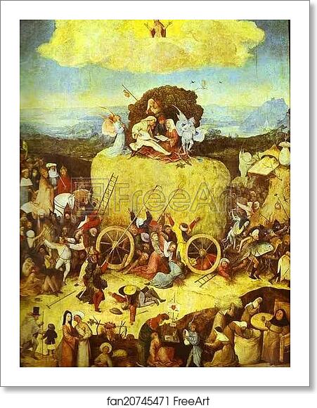 Free art print of Haywain by Hieronymus Bosch. 1485-1490. Central panel of the Haywain Triptych ...