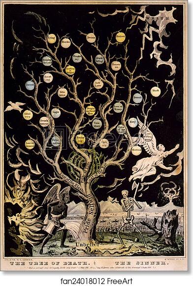 Free art print of Devil watering tree of sins and skeleton about to ...