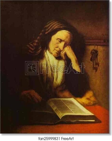 Free art print of An Old Woman Dozing over a Book by Nicolaes Maes ...
