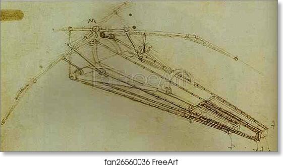 Free art print of Drawing of a Flying Machine by Leonardo Da Vinci ...