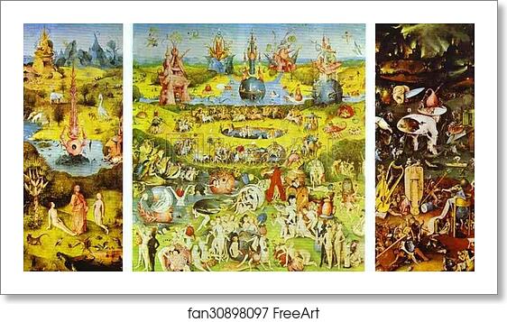 Free art print of Garden of Earthly Delights (Triptych) by Hieronymus Bosch. C. 1510. Oil on ...