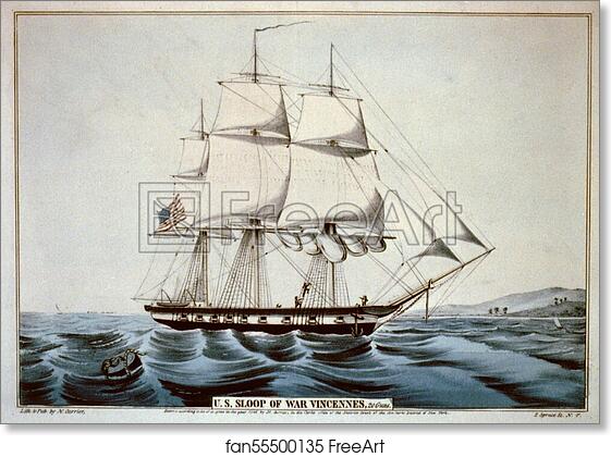 Free art print of U.S. sloop of war Vincennes: 20 guns. by Currier ...