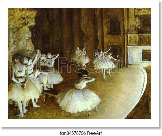 Free art print of Ballet Rehearsal on Stage by Edgar Degas. Oil on ...