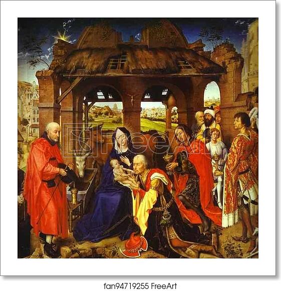Free art print of St. Columba Altarpiece. Adoration of the Magi. Central part by Rogier Van Der ...